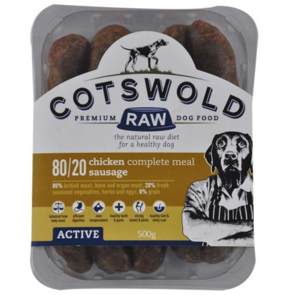 Cotswold Raw Active Sausage Chicken 500g – Natural Raw